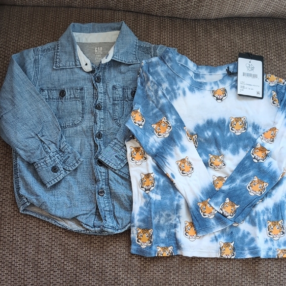 Chaser | Shirts & Tops | Chaser Tie Dye Tiger Shirt And Gap Button Down ...